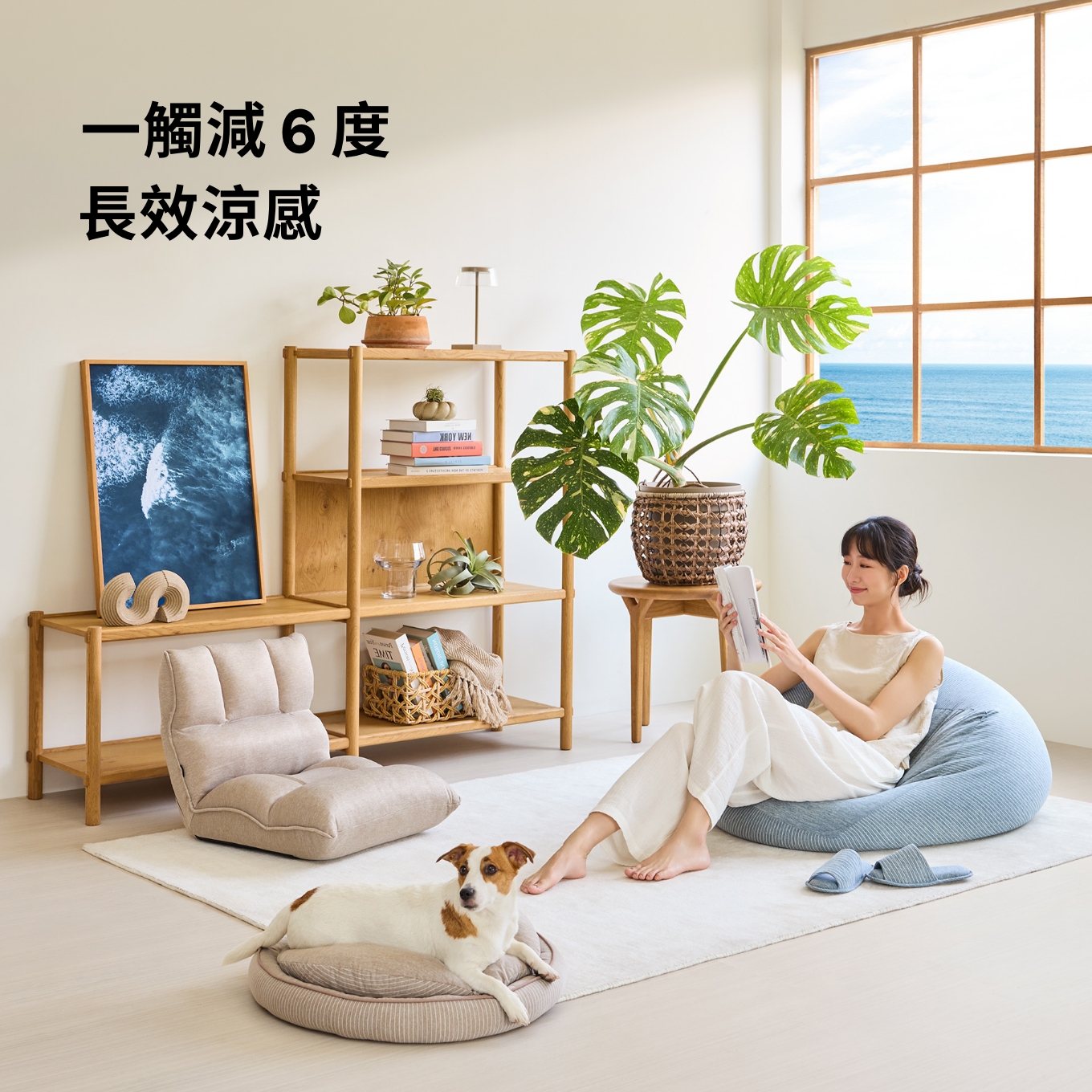 SNOW TOUCH 涼感耐磨耐抓和室椅 浪花藍｜HOLA 和樂家居｜HOLA 和樂家居